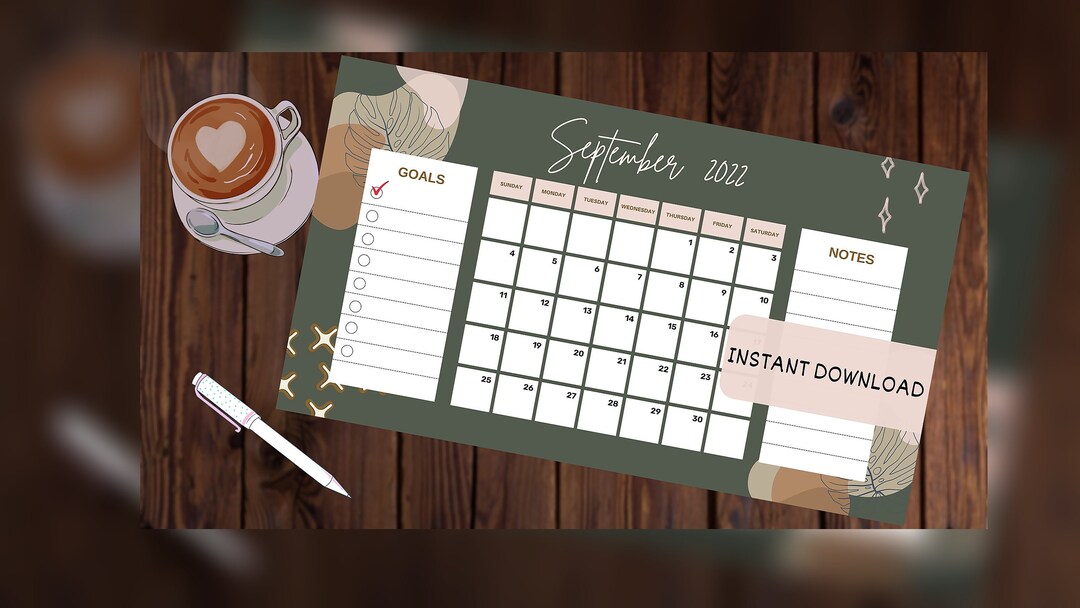 SEPTEMBER 2022 PRINTABLE CALENDAR | Digital Calendar | Digital Prints ...