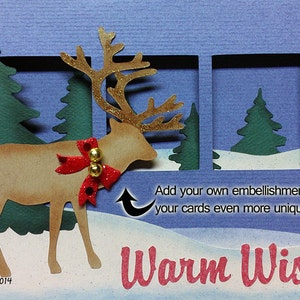 Layered Reindeer Christmas Holiday Card Cutting Files Snow, Pine Trees ...