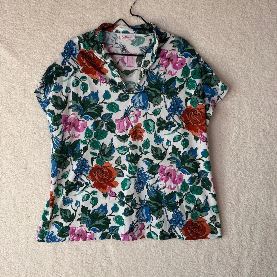 1970s Vintage Carol Henry Floral Blouse Womens 42 Flower Power ...