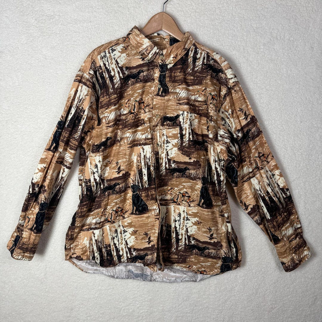 Vintage Field Tested Outdoor Life Mens XL Button Black Lab Pheasant ...