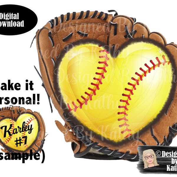 Softball Heart - Etsy