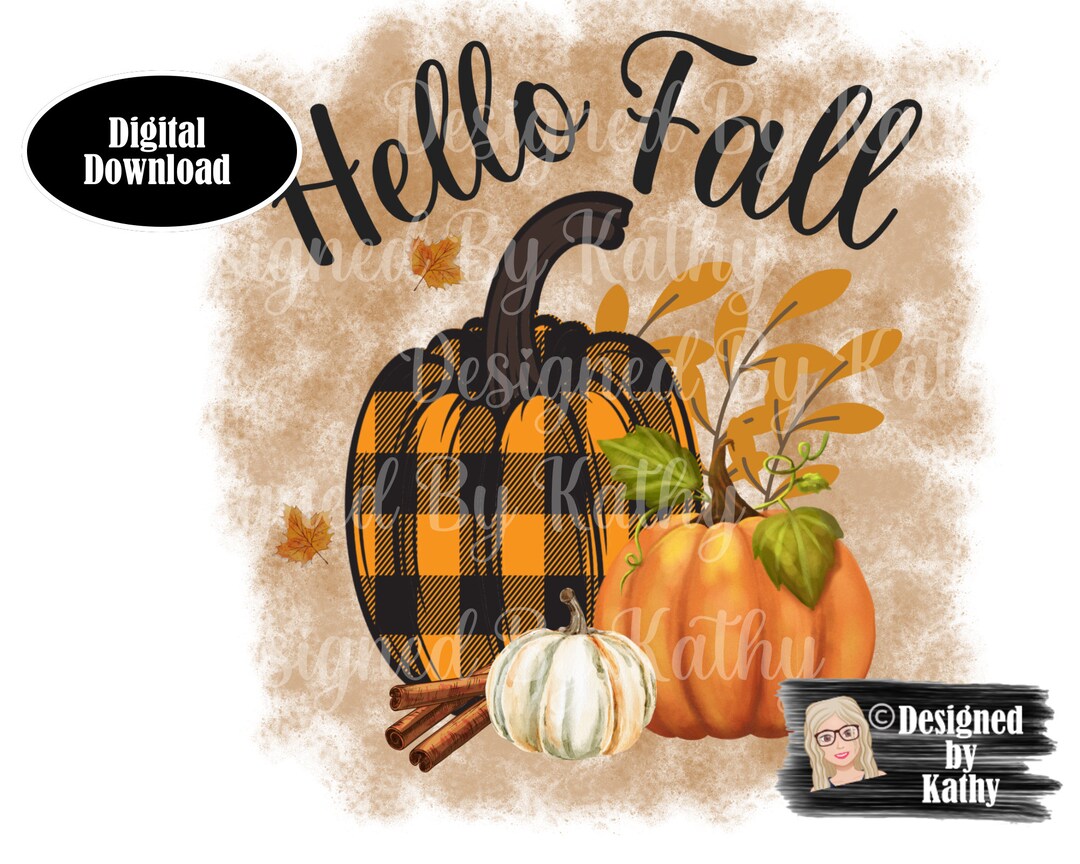 Digital Download Hello Fall PNG Sublimation File | Happy Fall Autumn ...