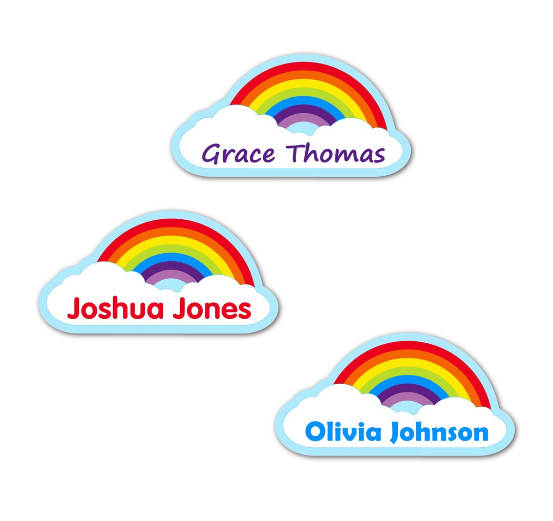 Rainbow Name Labels Stickers for School Supplies Waterproof and ...