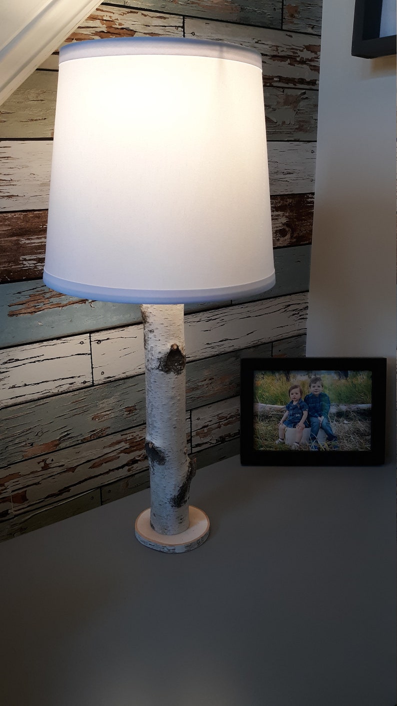 Real Birch Log Lamp Rustic Wooden Farmhouse Table Lamp | Etsy