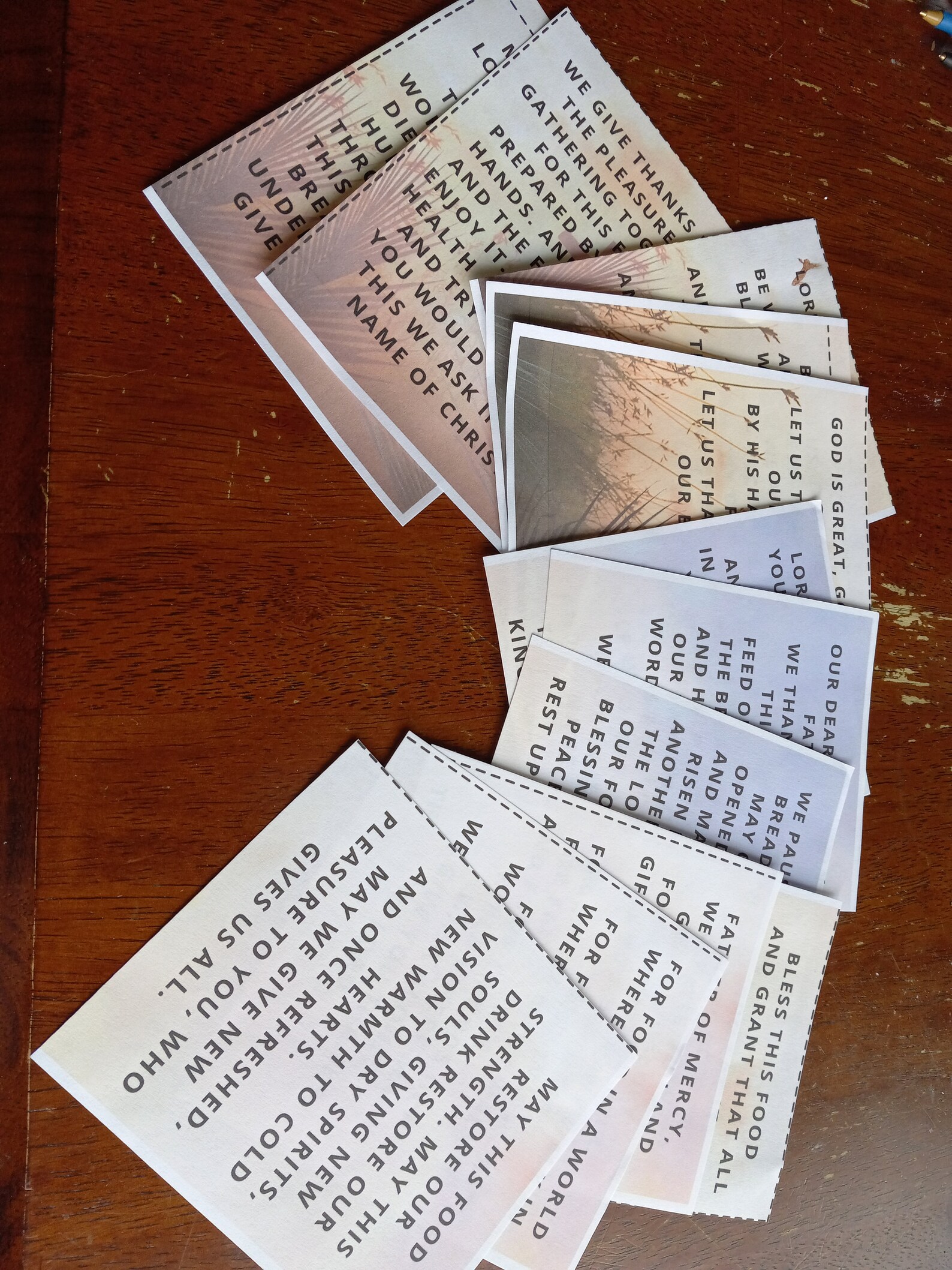 Meal Prayer Cards for Christian Family - Downloadable Table Prayers - Etsy