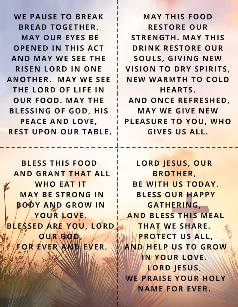 Meal Prayer Cards for Christian Family - Downloadable Table Prayers - Etsy