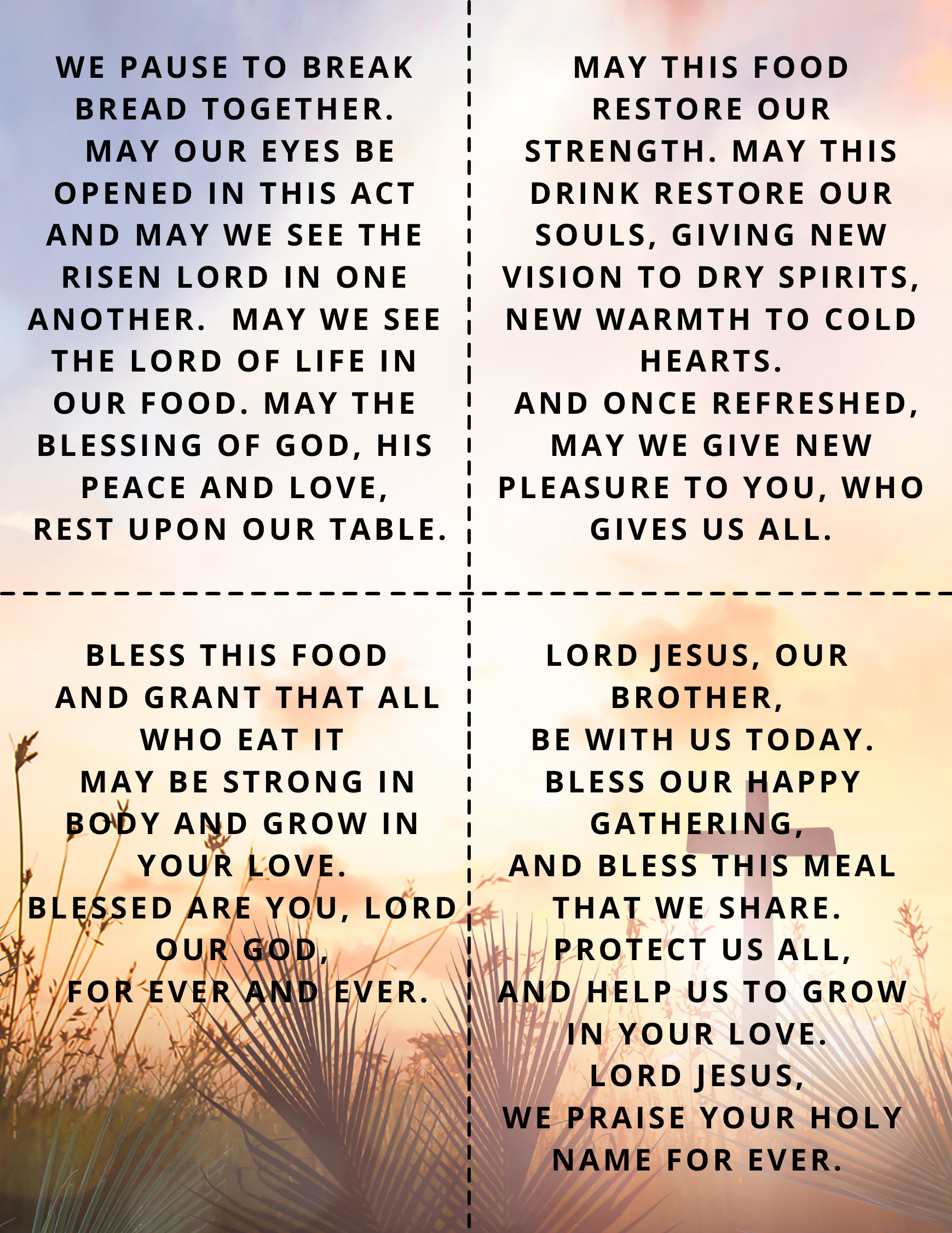 Meal Prayer Cards for Christian Family - Downloadable Table Prayers - Etsy