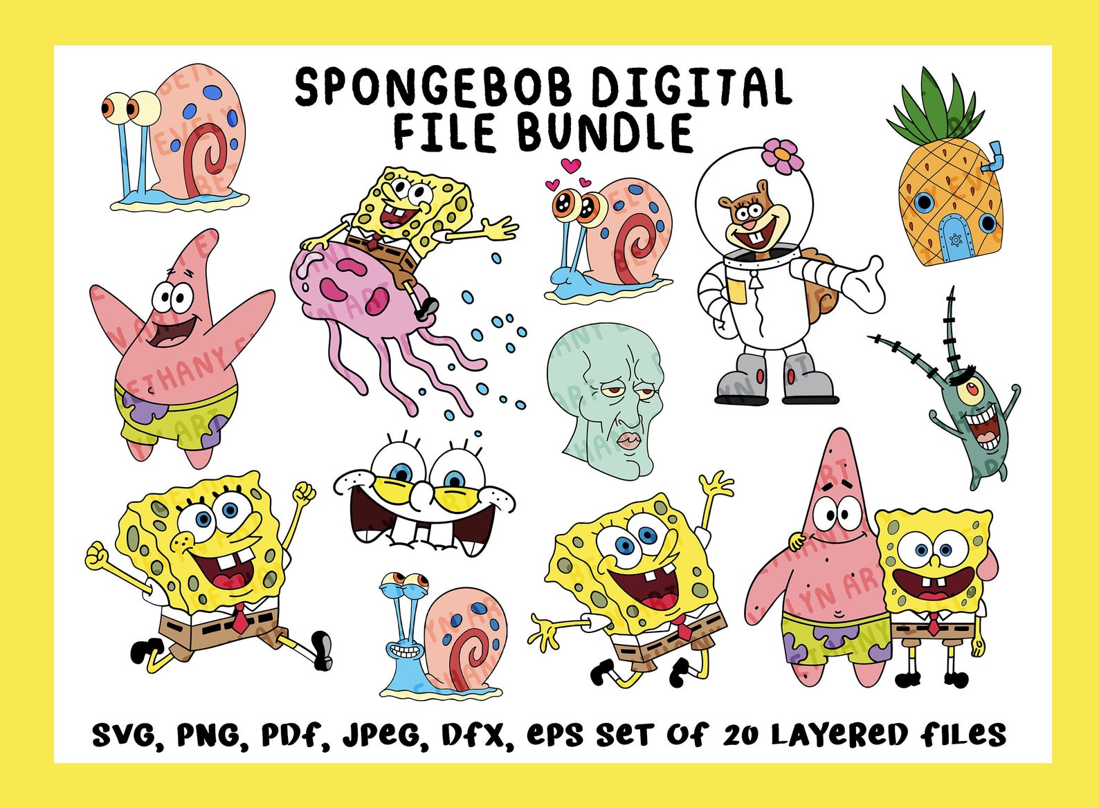 Layered Spongebob Svg Bundle for Cricut Nickelodeon Spongebob | Etsy