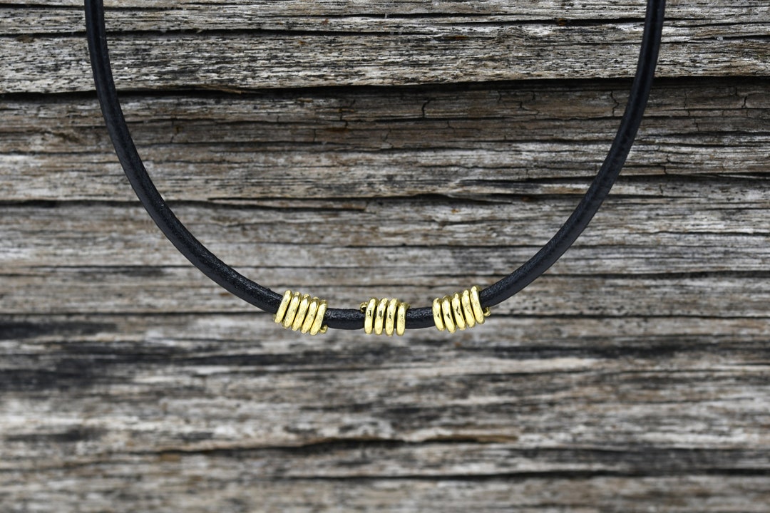 Leather Necklace With Gold Springs and Clasp - Etsy