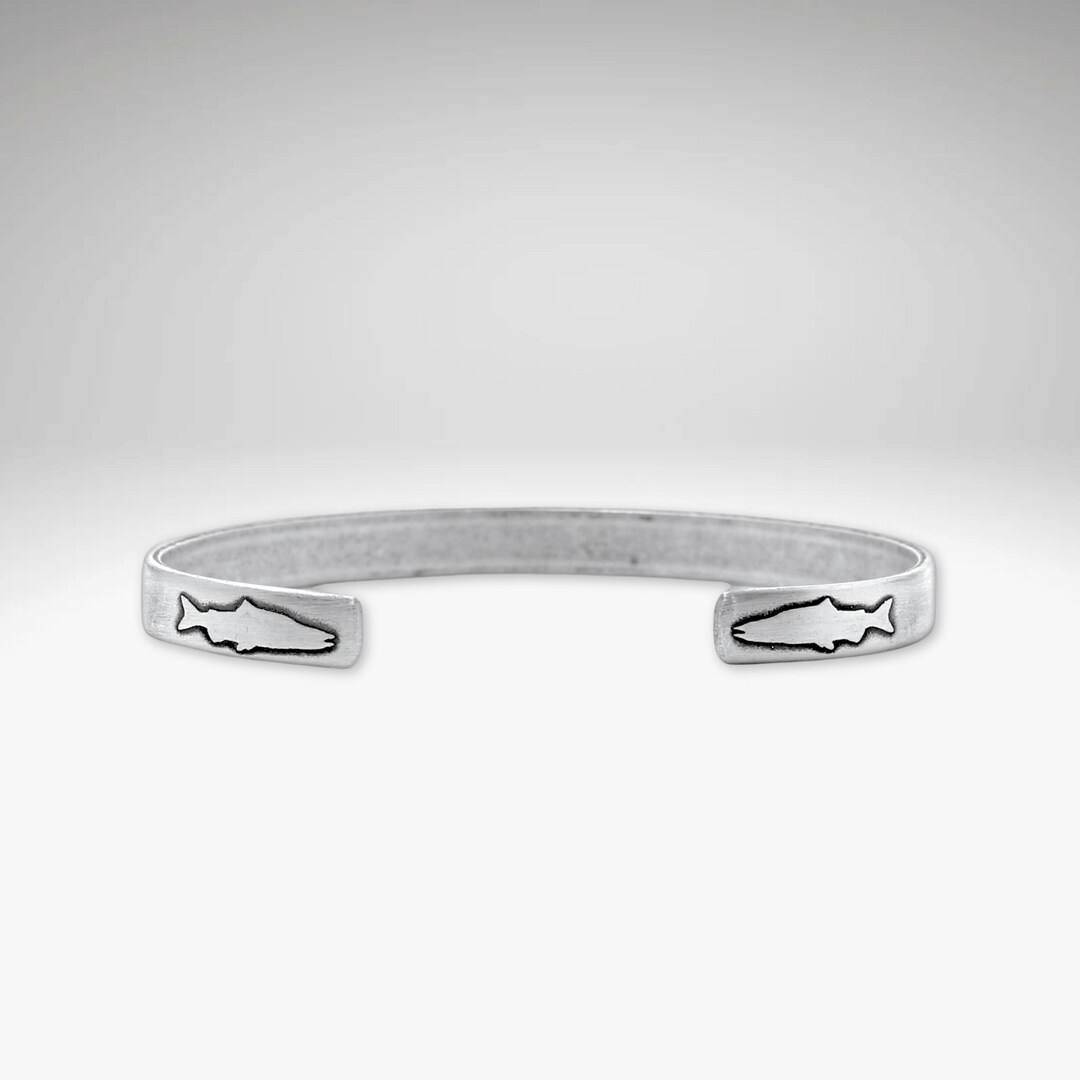 Trout Bracelet, Fish Cuff Bracelet, Fly Fishing Jewelry, Men's Cuff ...