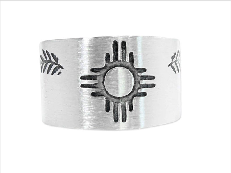 Sol Ring wide adjustable ring Zia New Mexico Flag | Etsy
