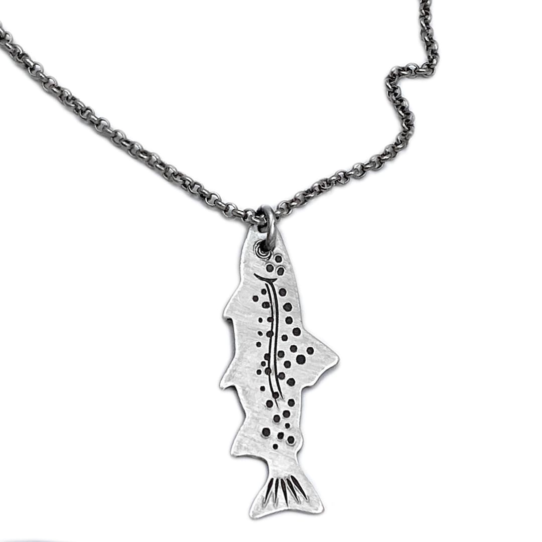 Fishin' Necklace Fly Fishing Gift Fish Necklace Nature Lover Gift ...