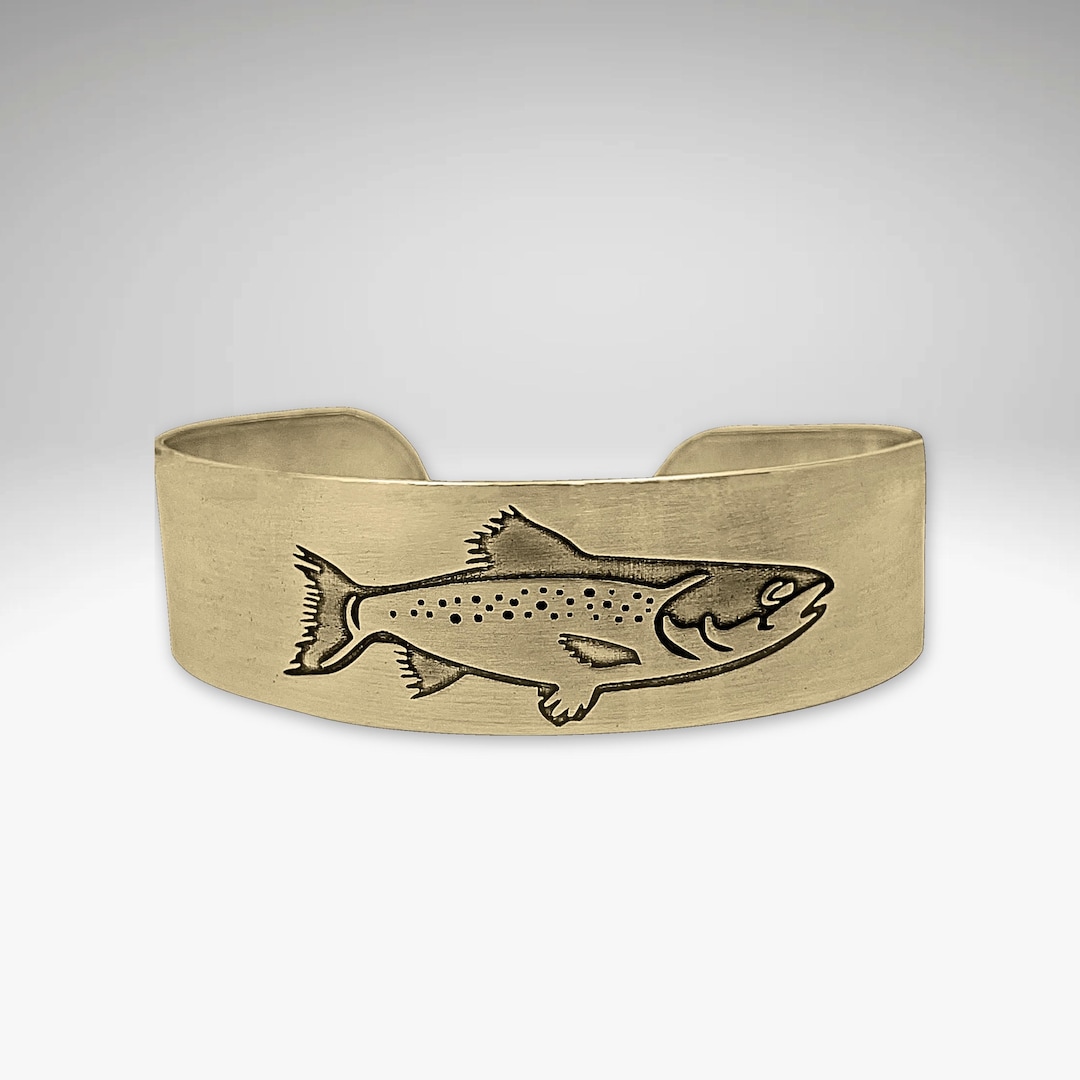 Steelhead Trout Cuff, Fish Bracelet - Fish Jewelry - Fly Fishing Gift ...