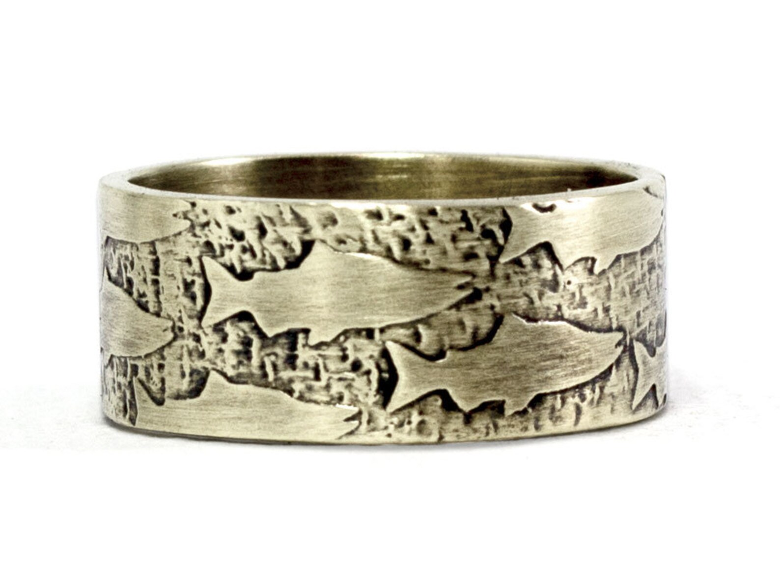Fishing Around Salmon Hand Etched Ring Antique Brass or Matte - Etsy