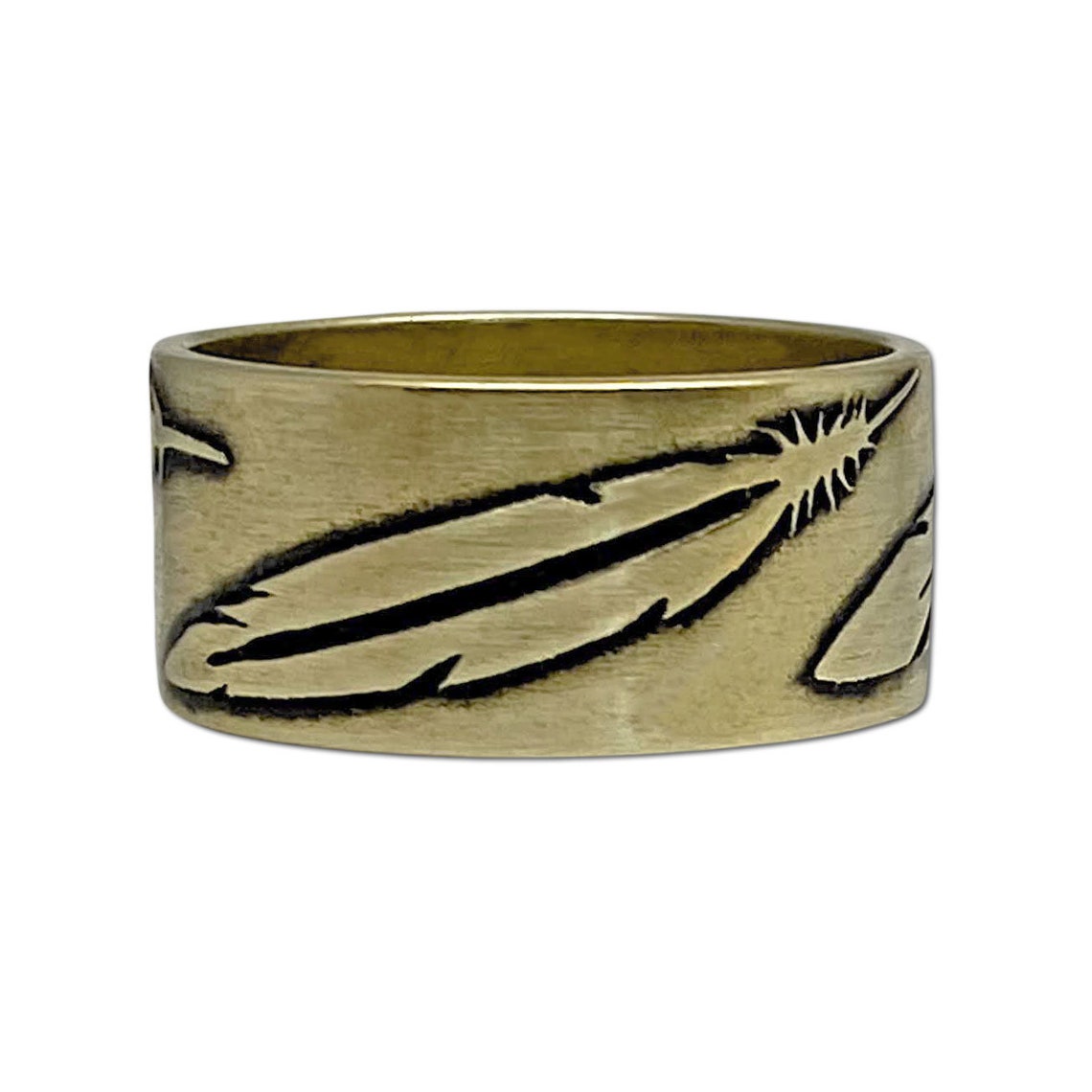 Feather Wrapped Ring Antique Brass or Matte Silver Men's - Etsy
