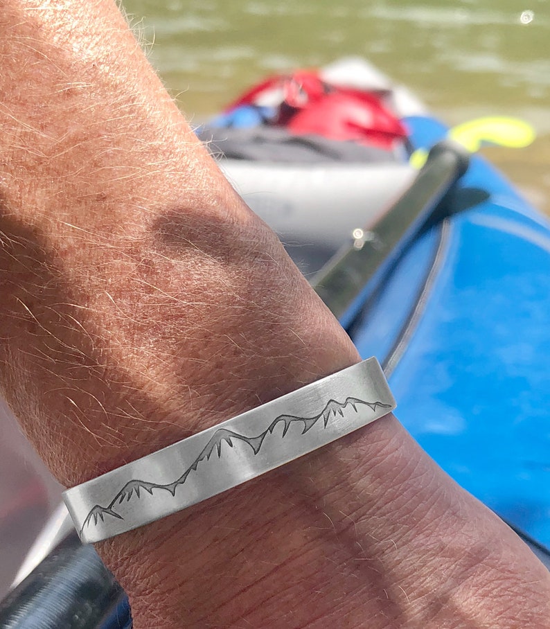 Silver Mountain Bracelet for Men and Women in matte silver or | Etsy