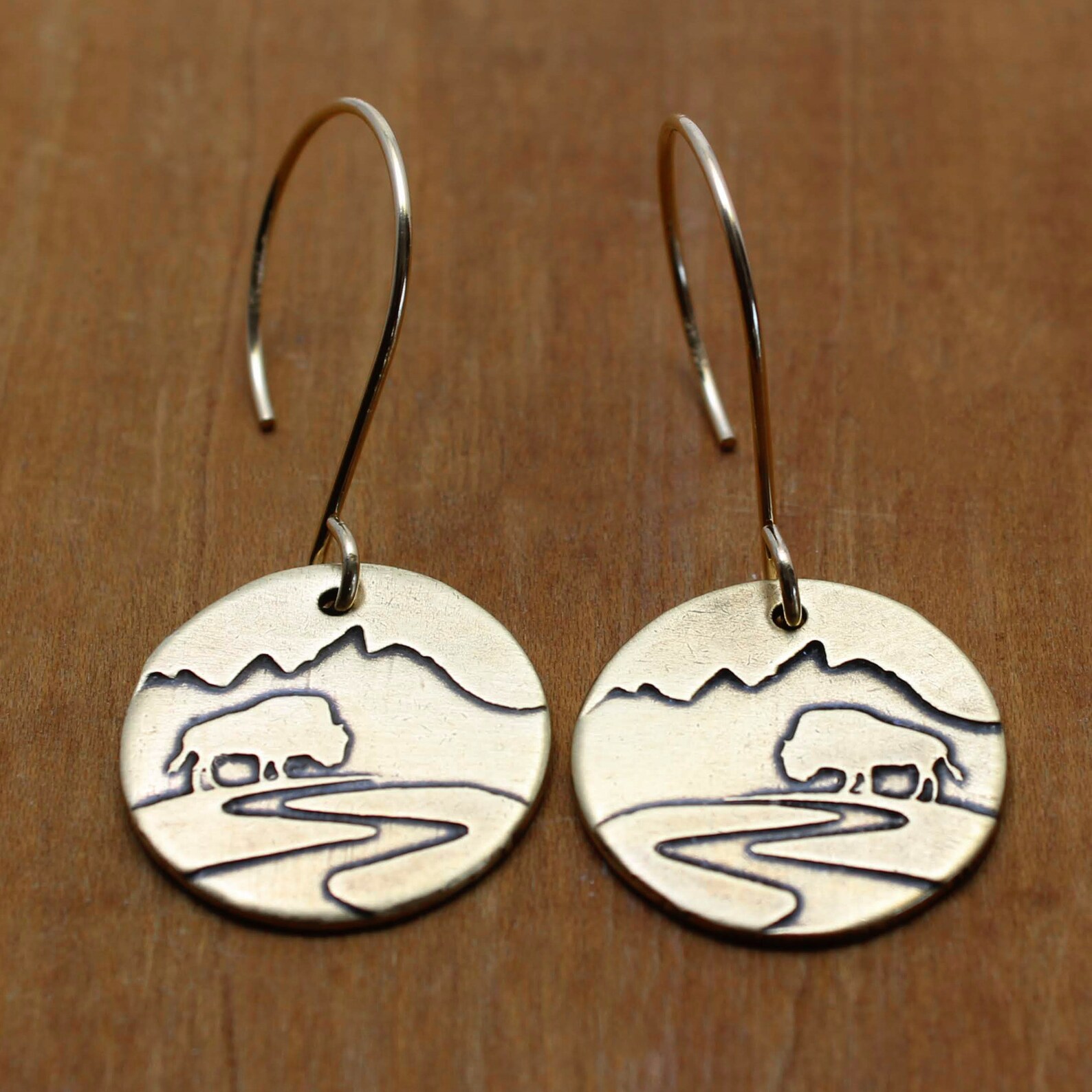 Bison Earrings Buffalo Dangle Earrings Teton Mountain - Etsy