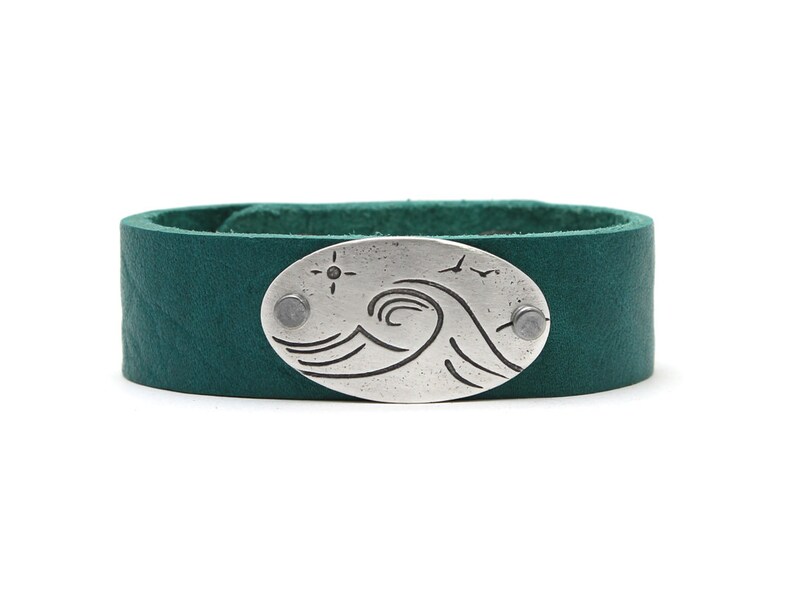 Leather Cuff Ocean Waves Bracelet Beach Bracelet Ocean | Etsy