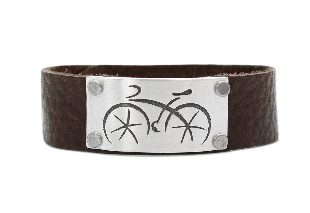 Ride Leather Cuff cycling Bracelet Mountain Bike Outdoor Jewelry Gift ...
