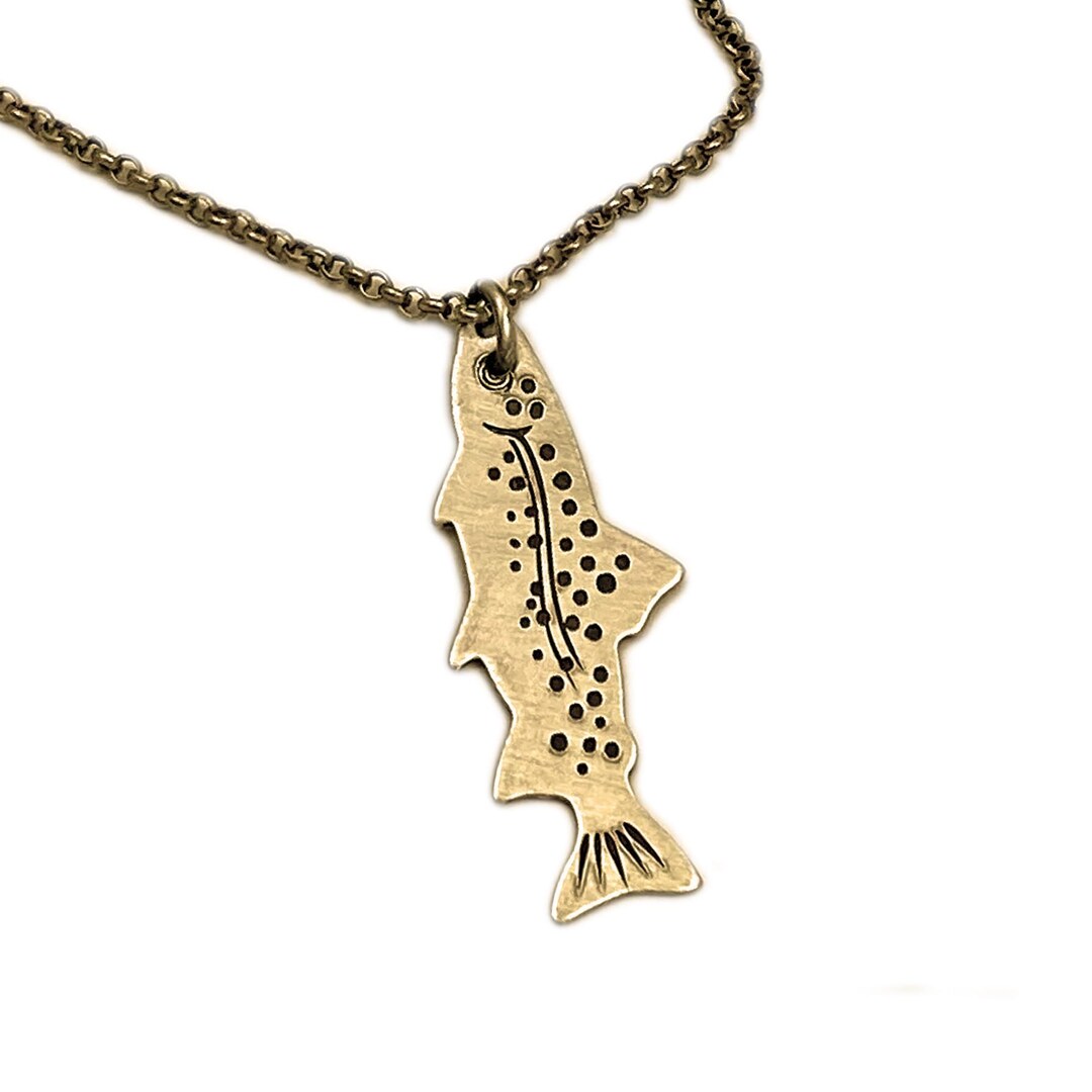 Fishin' Necklace Fly Fishing Gift Fish Necklace Nature Lover Gift ...