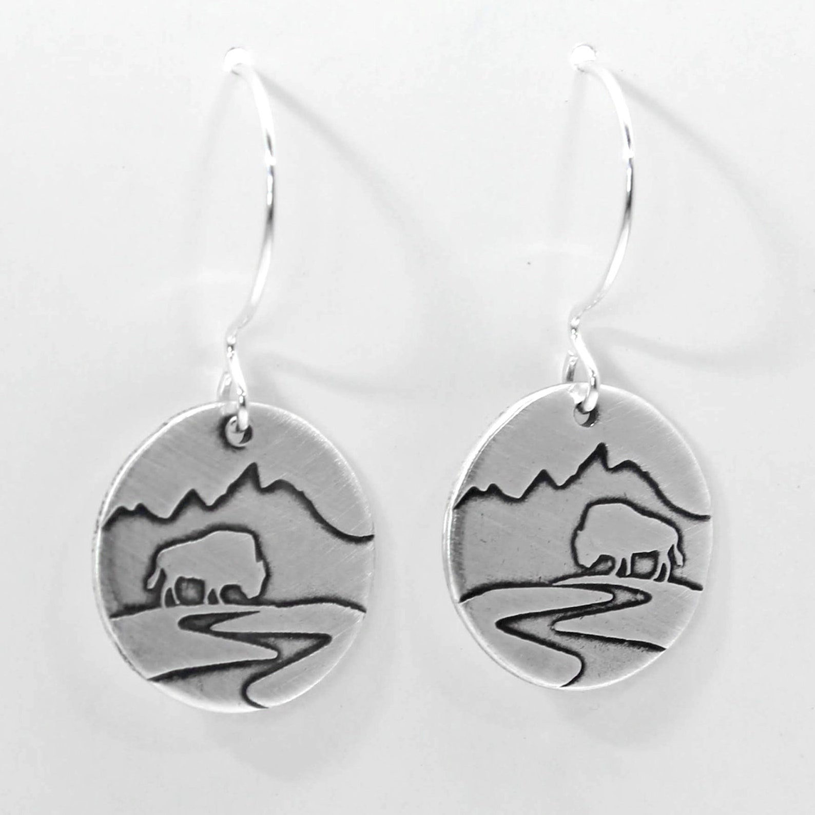 Bison Earrings Buffalo Dangle Earrings Teton Mountain - Etsy