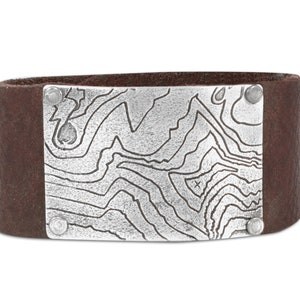 Rising Wolf Leather Cuff Topographic Leather Bracelet - Etsy