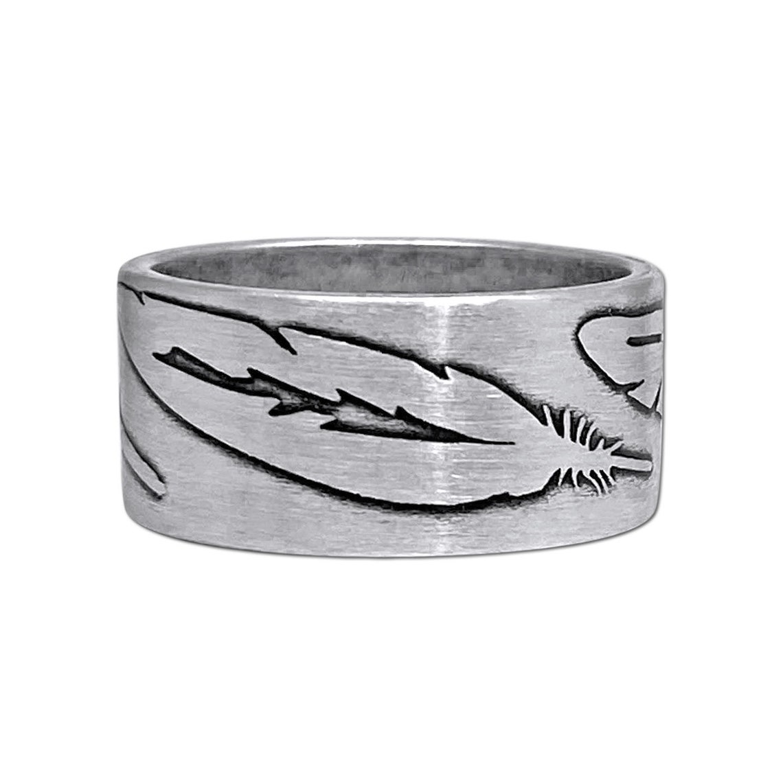 Feather Wrapped Ring Antique Brass or Matte Silver Men's - Etsy