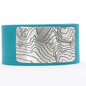 Rising Wolf Leather Cuff Topographic Leather Bracelet - Etsy