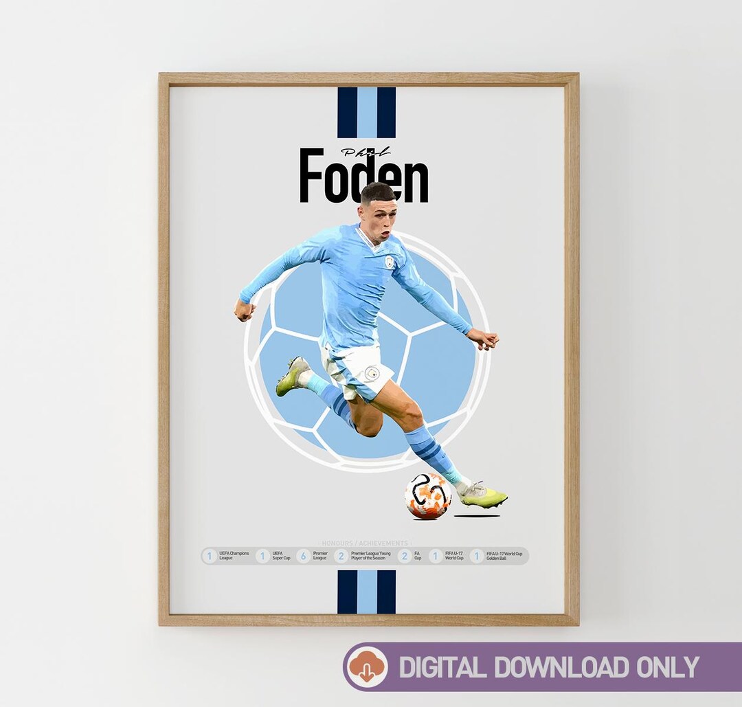 Phil Foden Poster, Digital Download, Phil Foden Print, Minimalist Poster, Bedroom Art, Phil ...