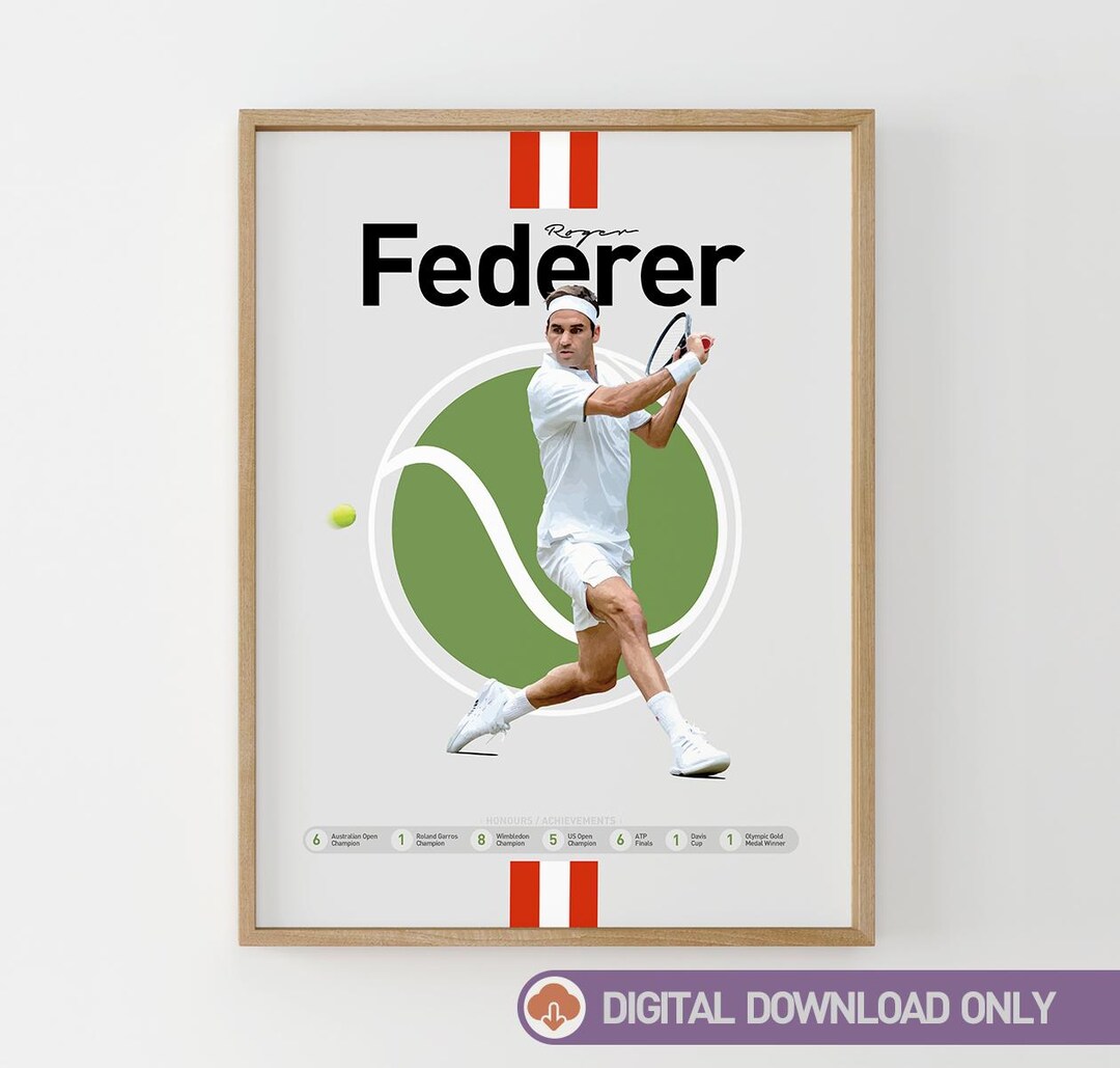 Roger Federer Wall Art, Digital Download, Roger Federer Print, Federer ...