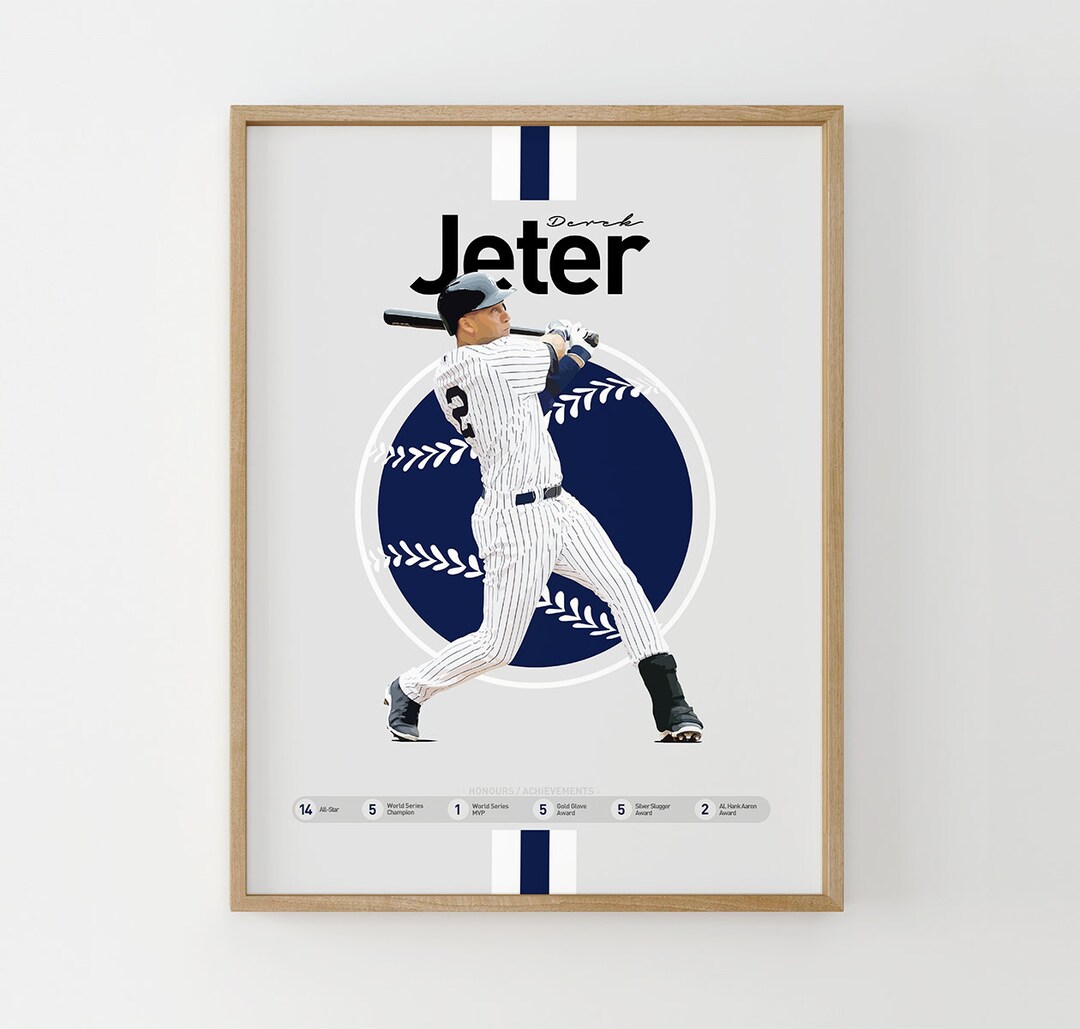 Derek Jeter Poster, Derek Jeter Print, Derek Jeter Art, Minimalist ...