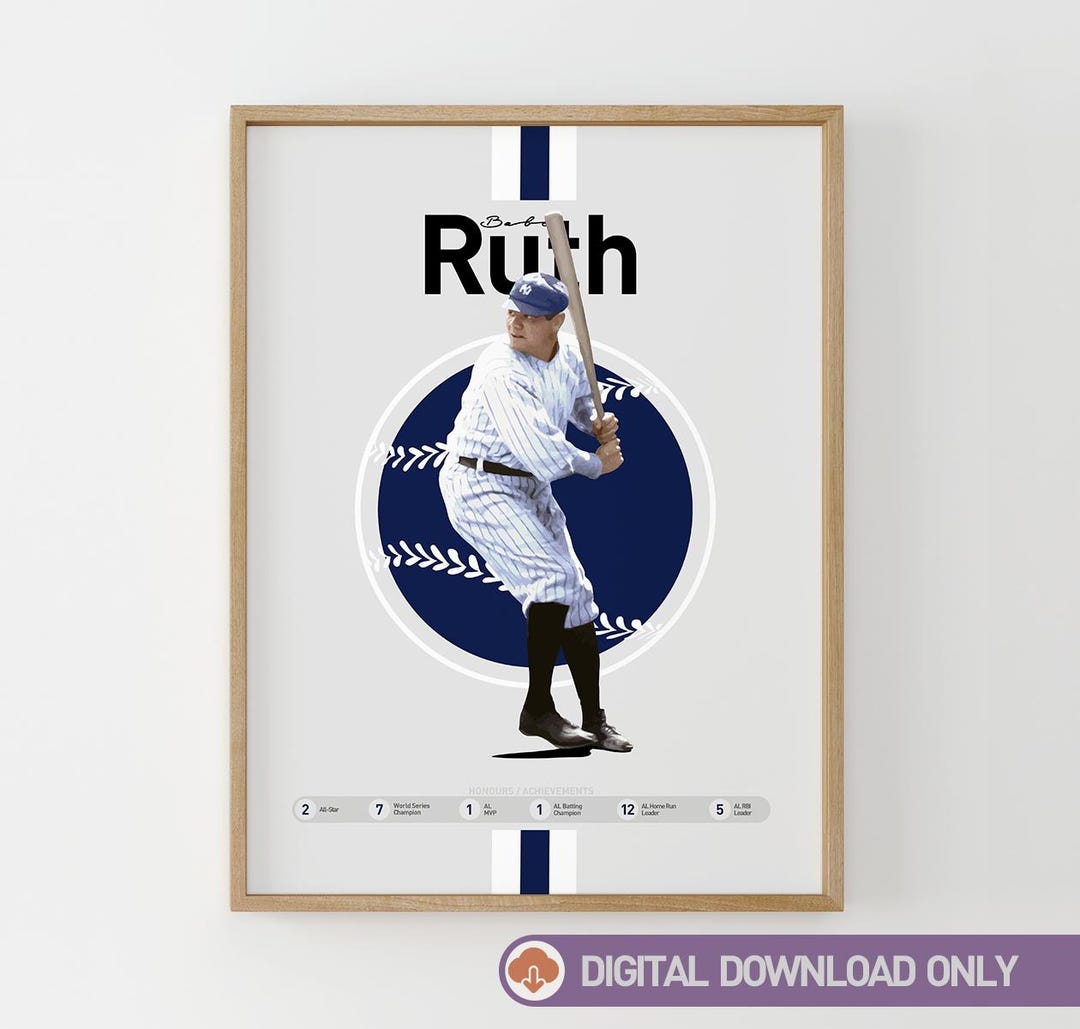 Babe Ruth Digital Poster, Digital Download, Babe Ruth Print, Babe Ruth ...
