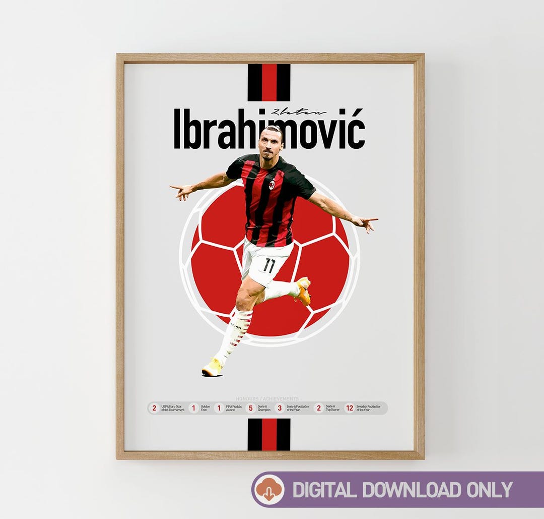 Zlatan Ibrahimović Milan, Digital Download, Ibrahimovic Print ...