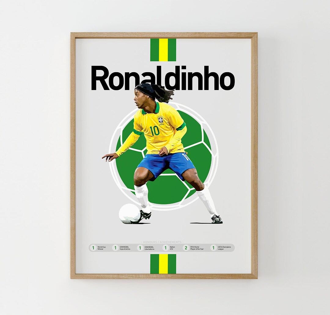 Ronaldinho Brazil Print, Ronaldinho Print, Ronaldinho Poster ...