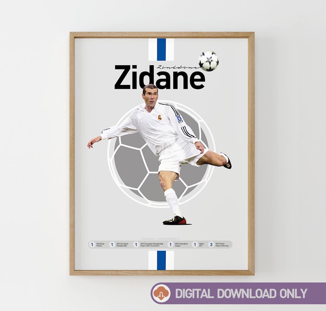 Zidane Real Madrid Poster, Digital Download, Zidane Madrid Print ...