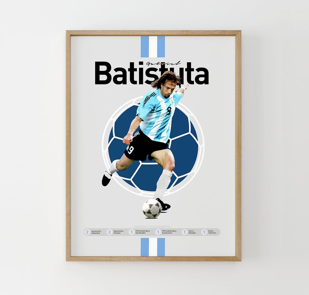 Gabriel Batistuta Argentina Print, Batigol Print, Batistuta Poster ...