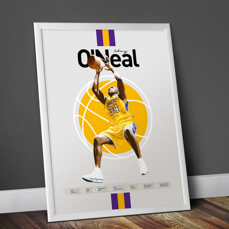 Shaquille O'neal Wall Art, Shaquille O'neal Print, Minimalist Poster ...