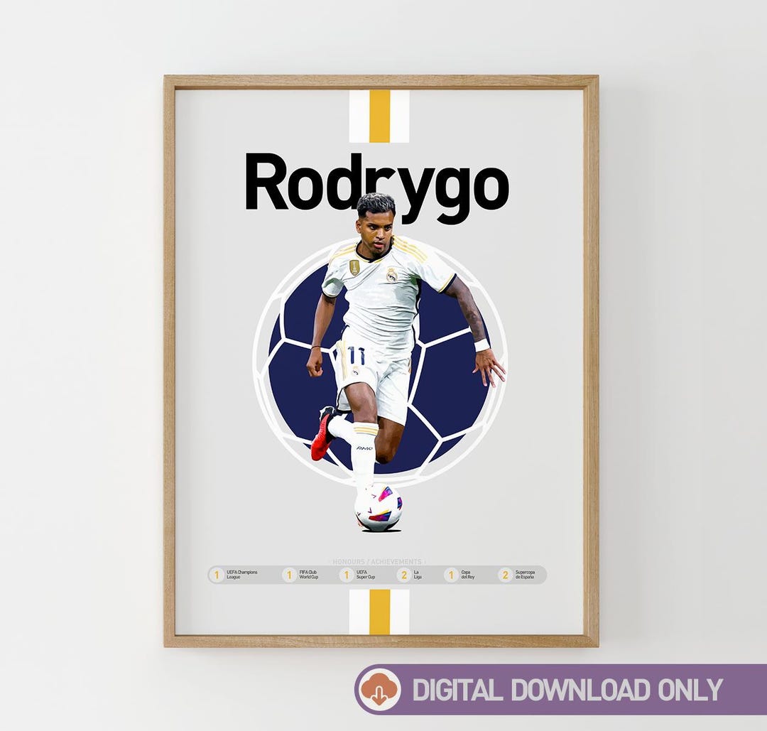 Rodrygo Real Madrid Poster, Digital Download, Rodrygo Print, Rodrygo ...