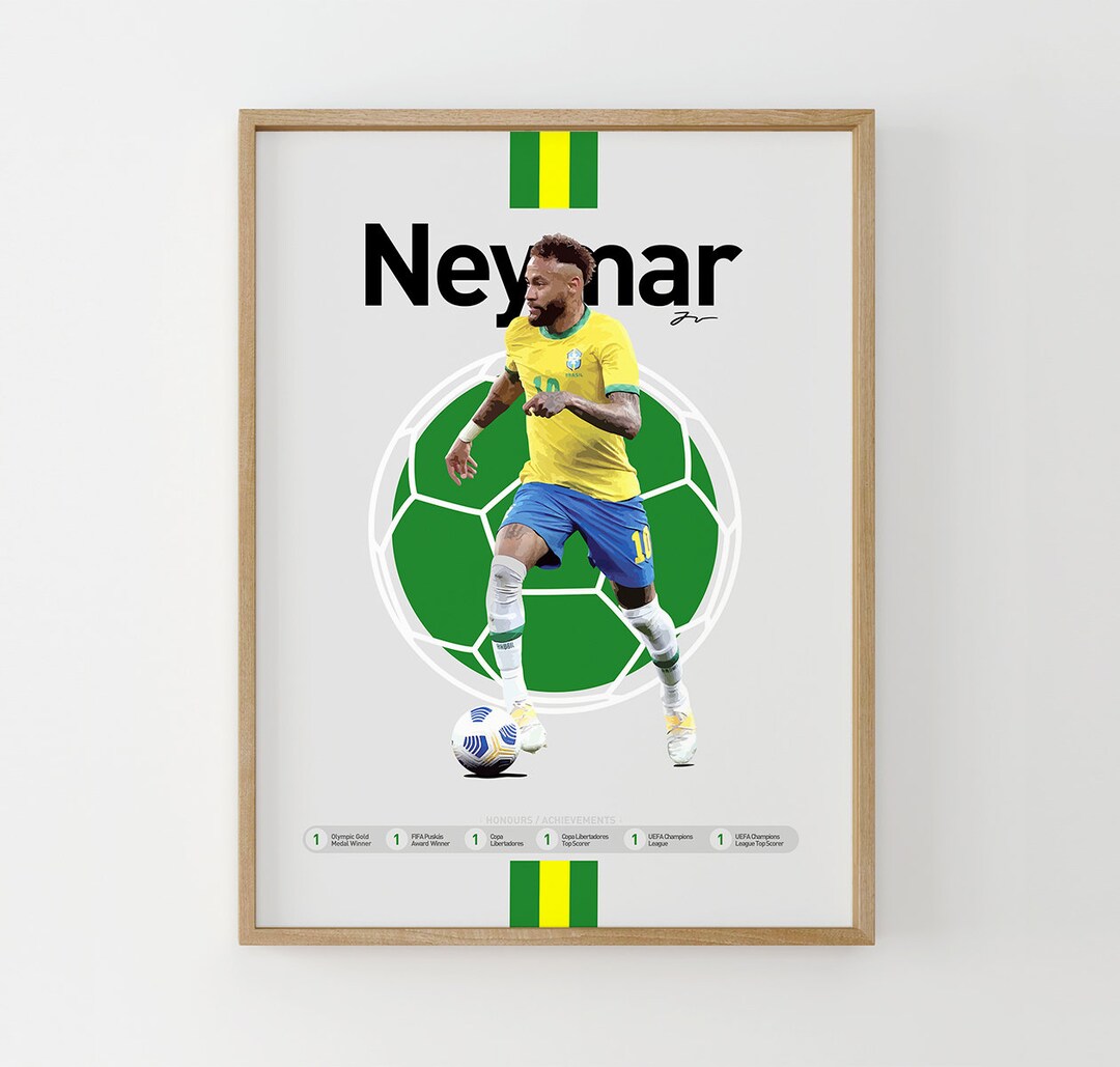 Neymar Jr Brazil Print, Neymar Print, Neymar Poster, Minimalist Poster ...