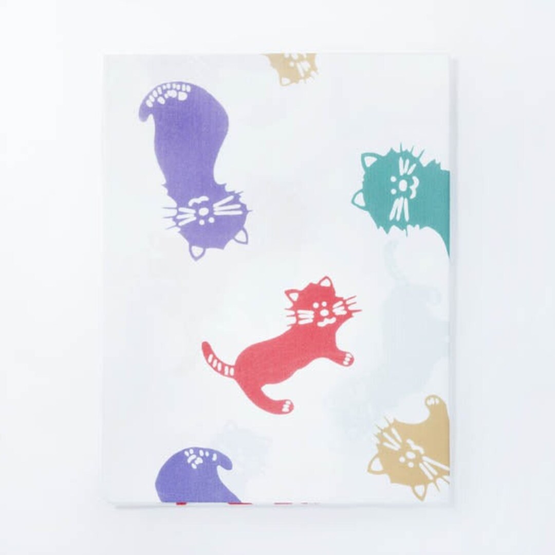 Cat Art Japanese Tenugui Art, Versatile Cotton Towel, Hand-dyed and ...