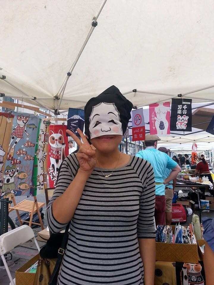 Japanese Mask (hyottoko) Tenugui Art, Versatile Cotton Towel, Hand-dyed ...