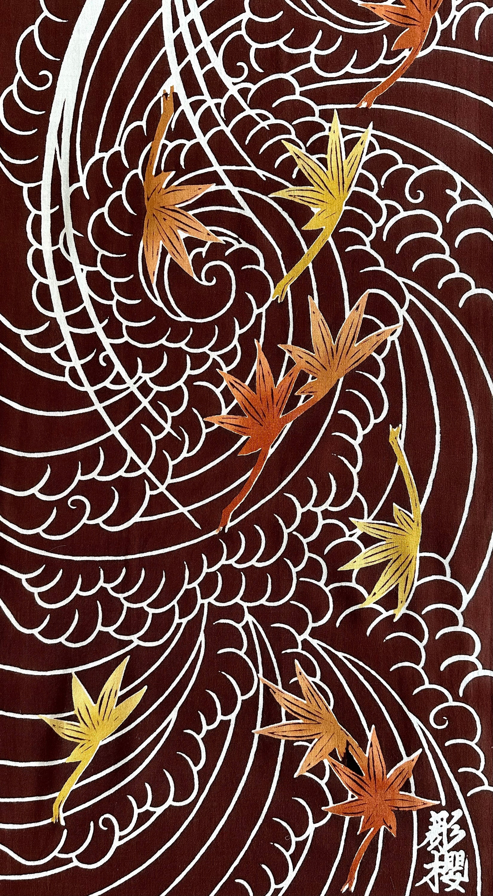 Tebori X Tenugui Momiji Tenugui Art, Tea Towel, Versatile Cotton Cloth ...