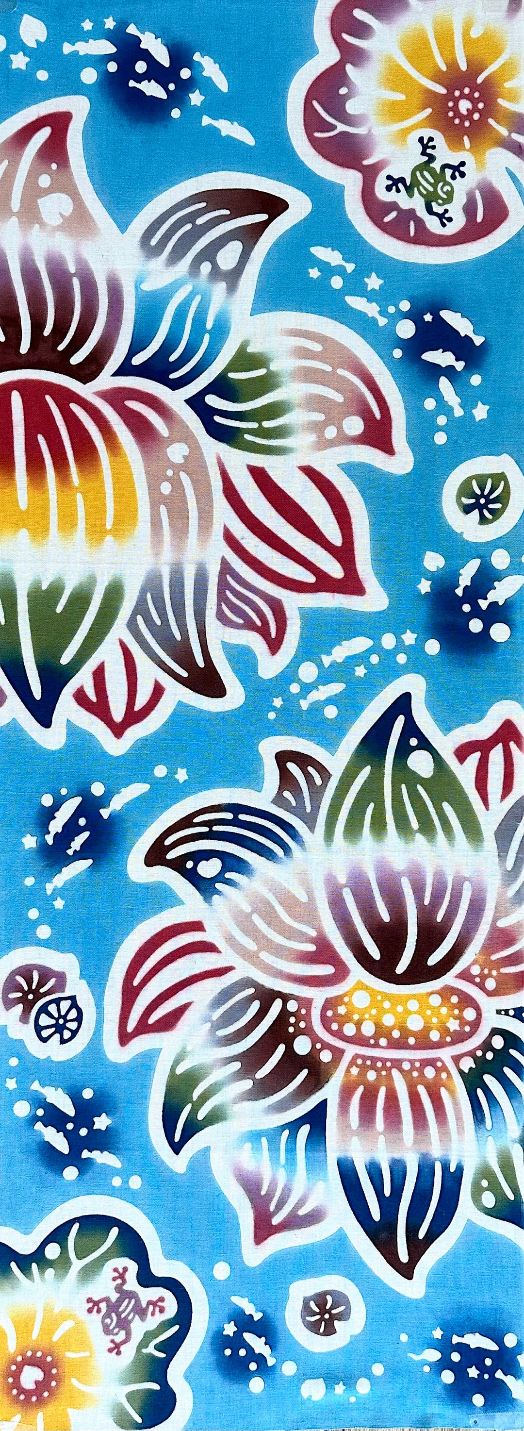 BINGATA Ocean Flowers Tenugui Art, Tea Towel, Versatile Cotton Cloth ...