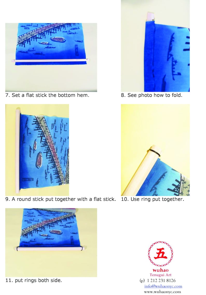 Japanese Hinoki Wood Tenugui Art Display Hanger for Wall Scrolls and ...