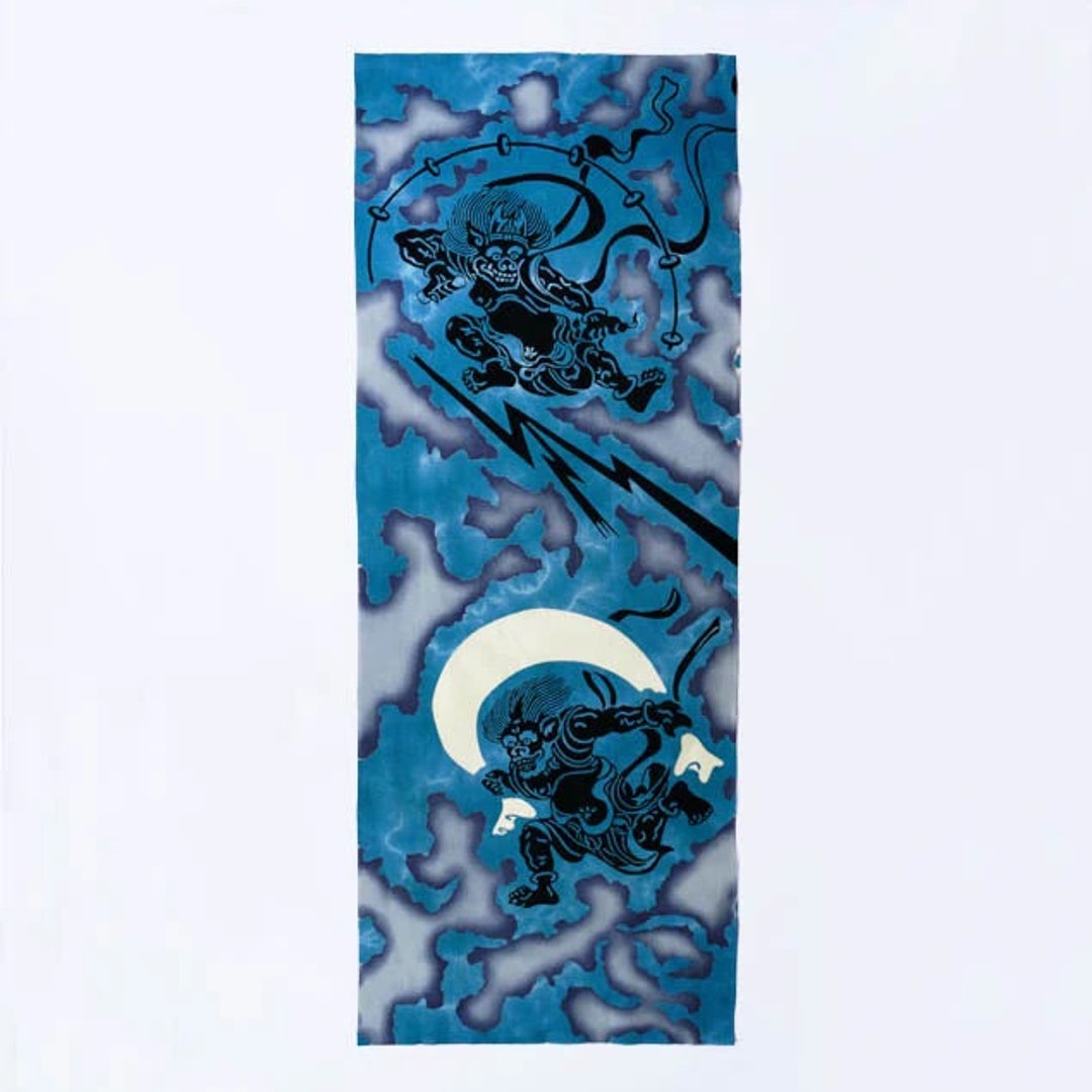 Rienzome Fujin Raijin Tenugui Art Tea Towel Versatile Cotton Cloth - Etsy