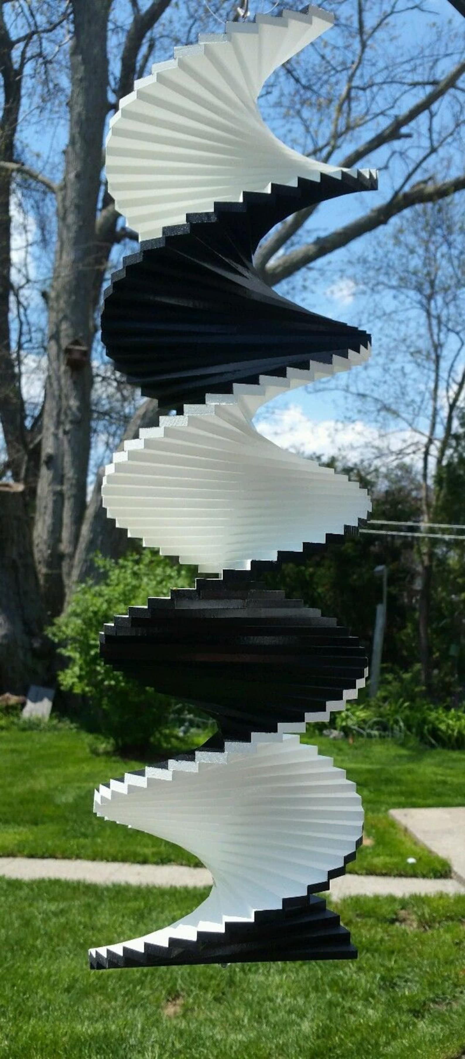 24" Wood Wooden Floating Twister Spinner Porch Patio Garden Yard Spiral ...
