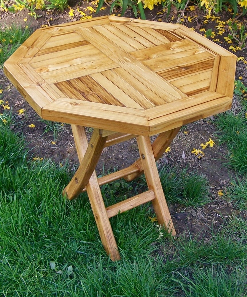 Hand Made Hexagon Octagon Golden Oak Stain Wood Wooden Folding | Etsy