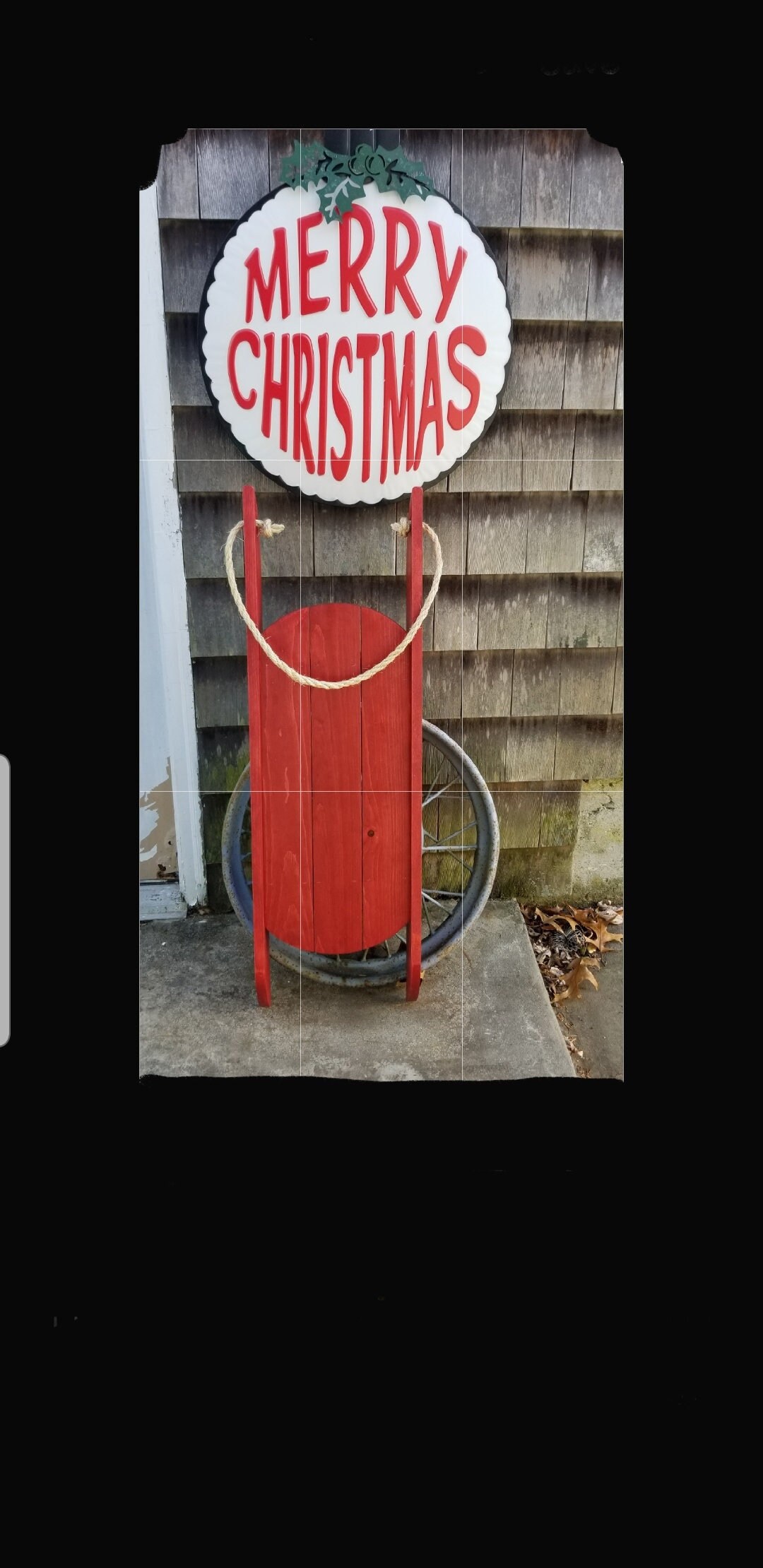 Rustic Farmhouse Vintage Style Barn Red Stained Sled Porch Yard ...