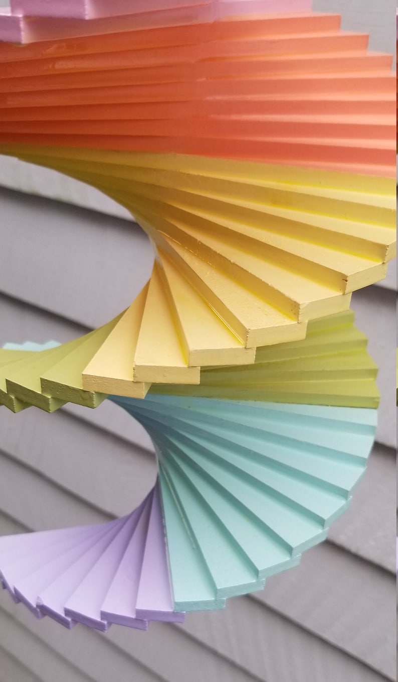 Pastel Rainbow Painted Wooden Spinner Garden Yard Tree Porch | Etsy