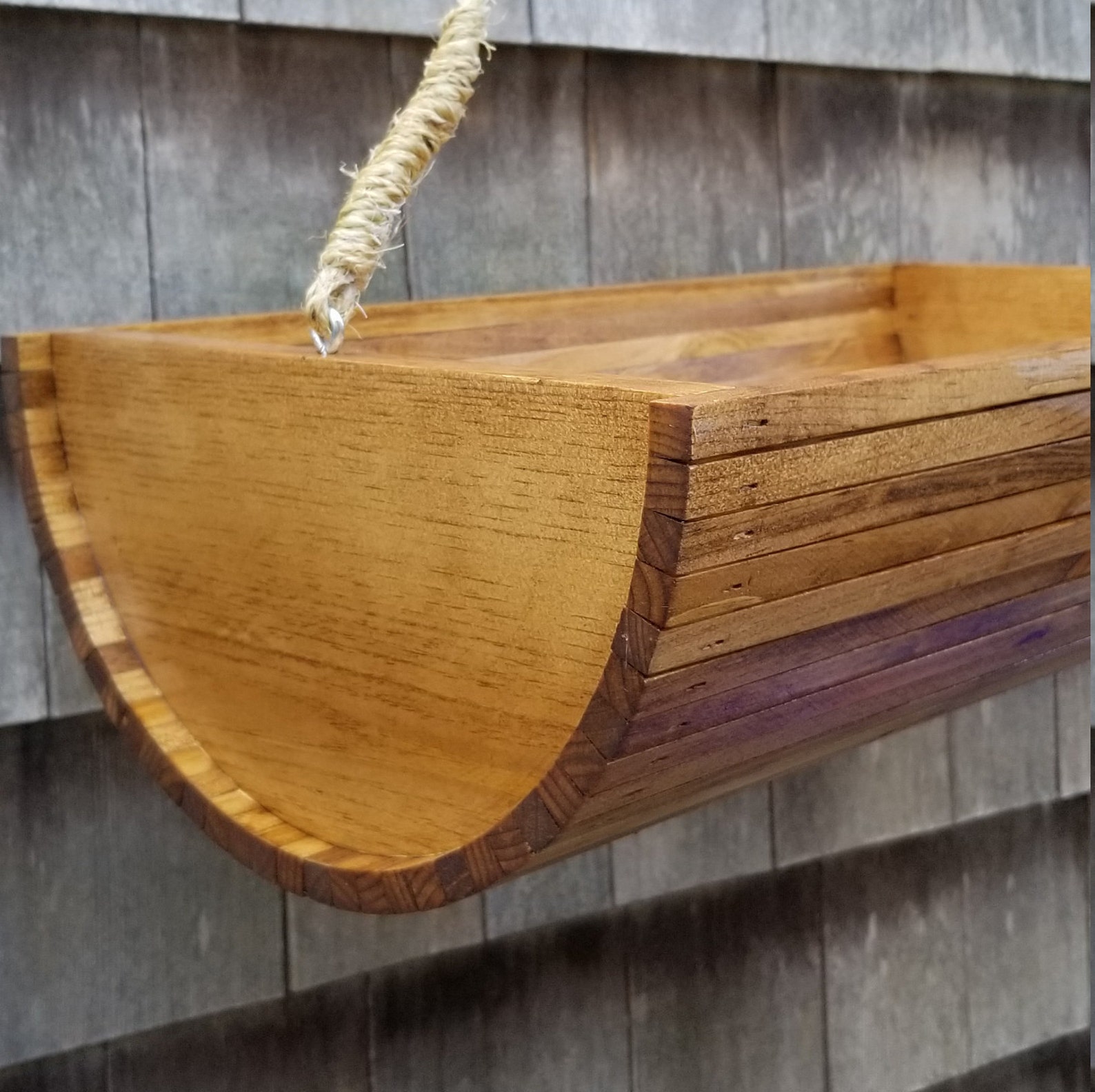 Large Half Moon Wooden Hanging Stain Planter - Etsy